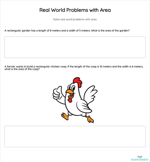 Real World Problems with Area. Interactive worksheet | TopWorksheets