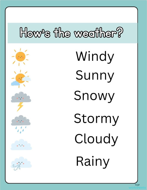 Match the weather. Interactive worksheet | TopWorksheets