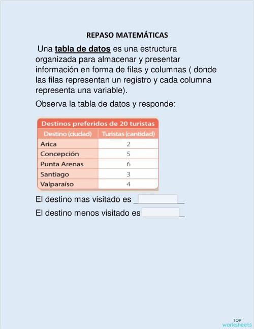Repaso prueba cuarta unidad. Ficha interactiva | TopWorksheets