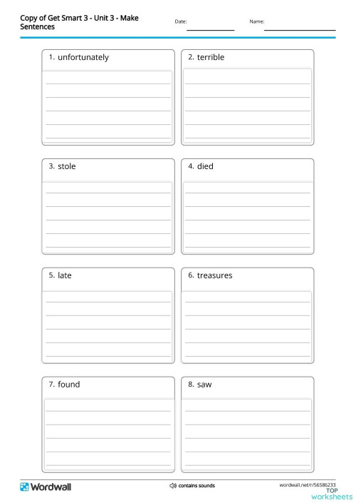 Get Smart 4 - Unit 3 - MAke Sentences. Interactive worksheet | TopWorksheets