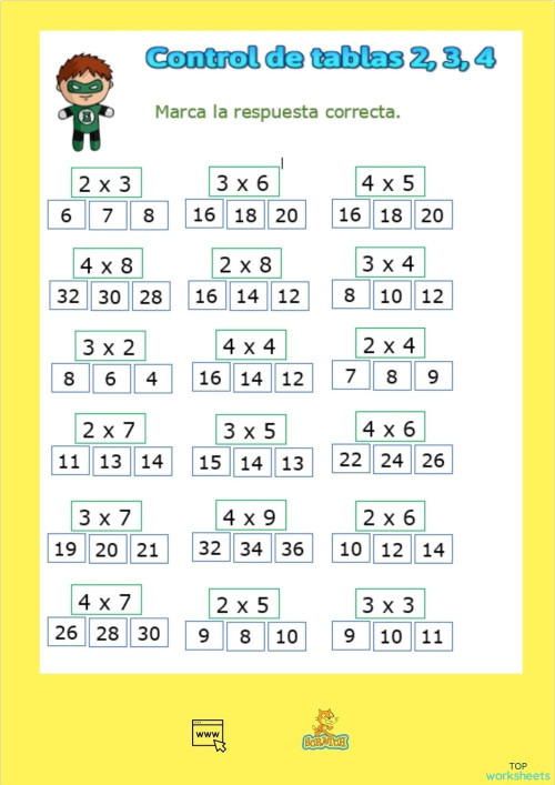 La tablas de multiplicar: fichas interactivas y ejercicios online ...
