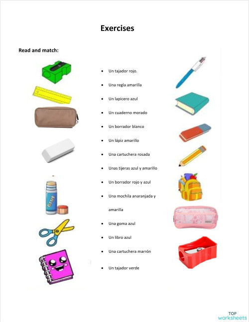 3UTILES ESCOLARES 1.1. Ficha interactiva | TopWorksheets