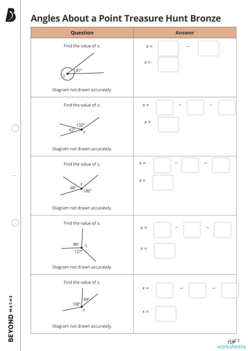 Angle at a Point. Interactive worksheet | TopWorksheets
