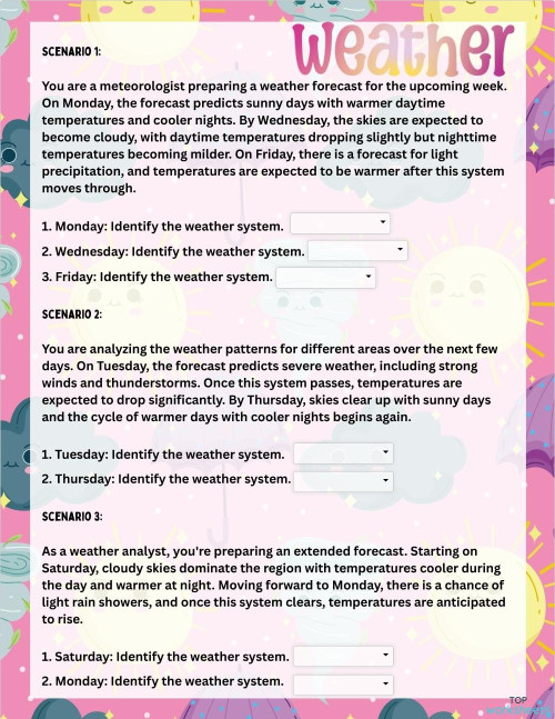 Weather Scenarios. Interactive worksheet | TopWorksheets