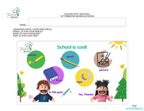 K2 REVIEW ACTIVITIES 1ST TRIMESTER. Interactive worksheet | TopWorksheets