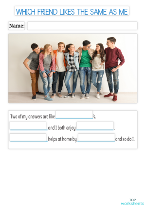 WHICH FRIEND LIKES THE SAME AS ME. Interactive worksheet | TopWorksheets