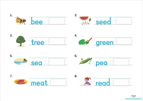 phonics ee, ea. Interactive worksheet | TopWorksheets