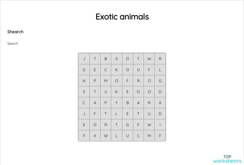 Exotic animals. Interactive worksheet | TopWorksheets