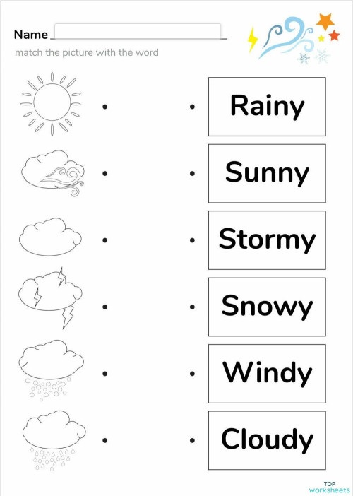 Match: The weather. Interactive worksheet | TopWorksheets
