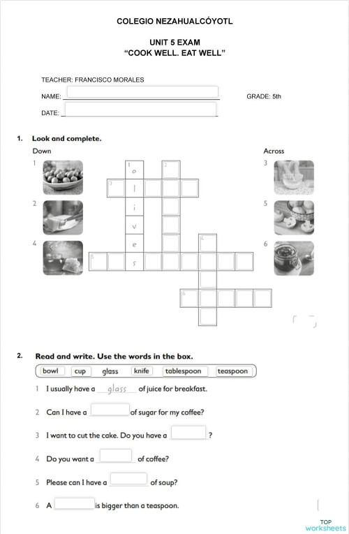 5th Grade - Unit 5 Exam. Ficha interactiva | TopWorksheets