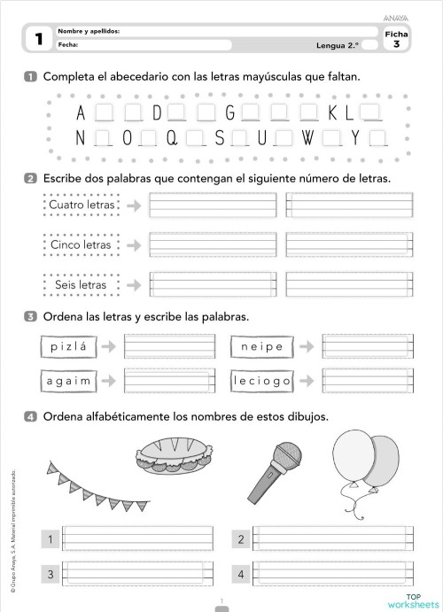 Completa las Oraciones. Ficha interactiva | TopWorksheets