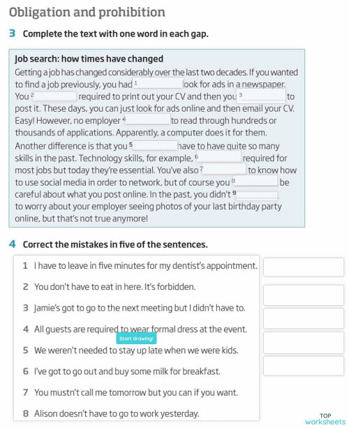 Obligations. Interactive worksheet | TopWorksheets
