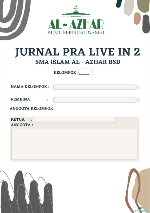 Jurnal Pra Live In 2. Interactive worksheet | TopWorksheets