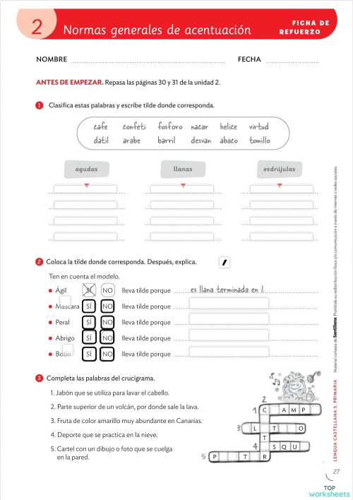 Acentuación. Ficha interactiva | TopWorksheets