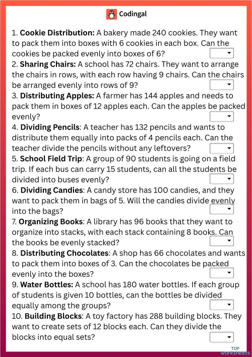 M_G04M07L21_WC01_Solving_Word_Problems_with_Divisibility_1. Interactive worksheet | TopWorksheets