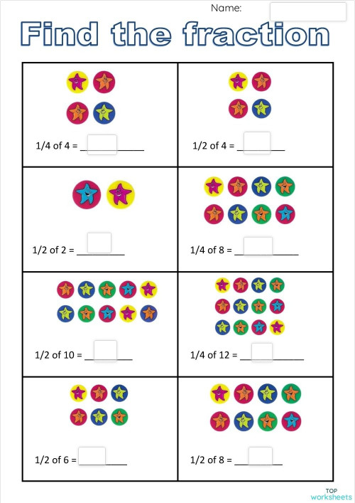 Find the fraction: Halves, quarters and eighths. Interactive worksheet ...