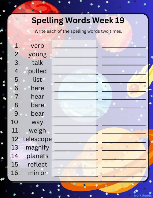 Spelling Words 19.1. Interactive worksheet | TopWorksheets