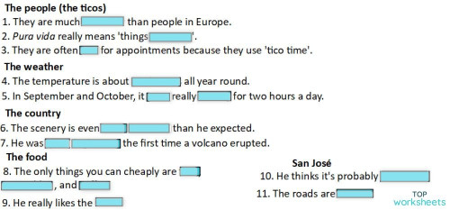 Complete the sentences, unit 11a, elementary. Interactive worksheet ...