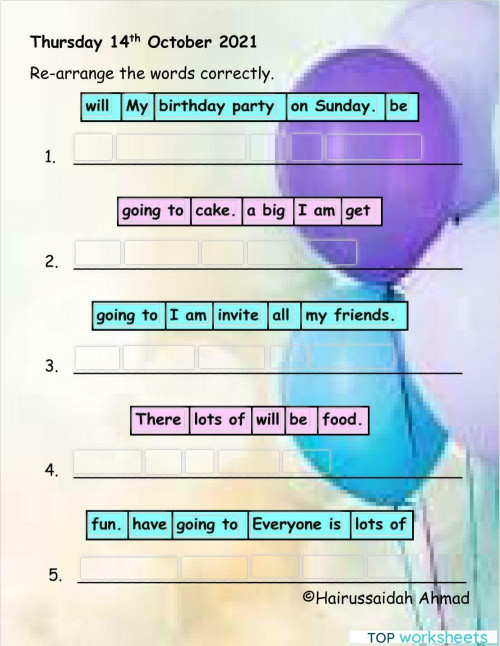 Word order. Interactive worksheet | TopWorksheets