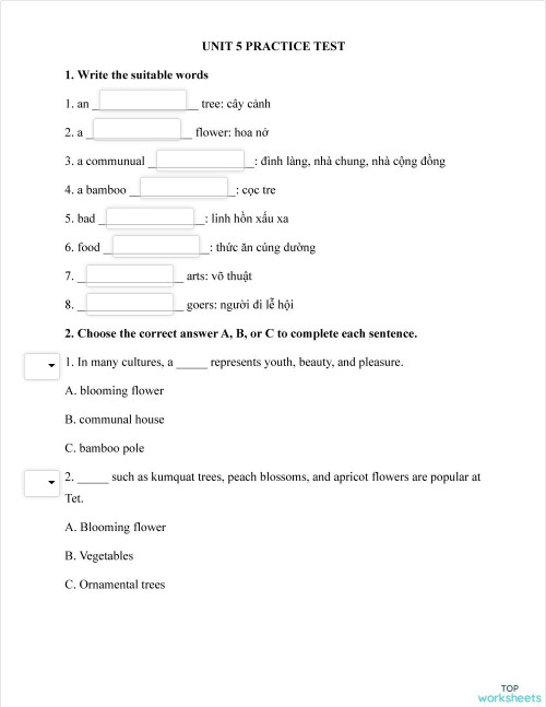 E8_Global English 8_Unit 5_WB_Practice 1. Interactive worksheet | TopWorksheets
