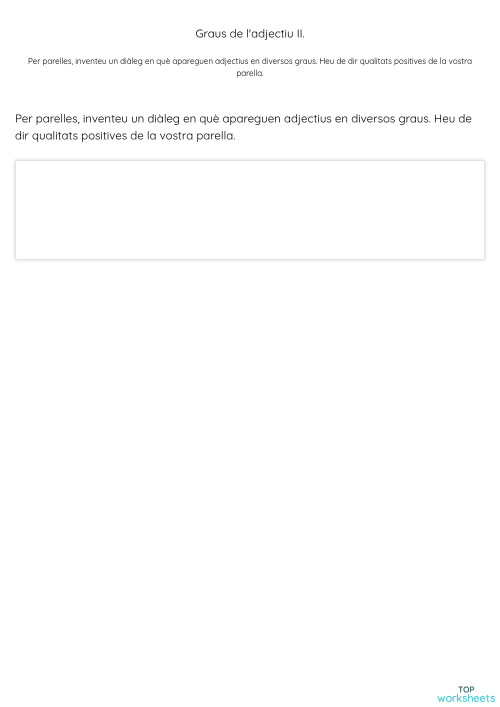 Graus de l'adjectiu II.. Fitxa interactiva | TopWorksheets