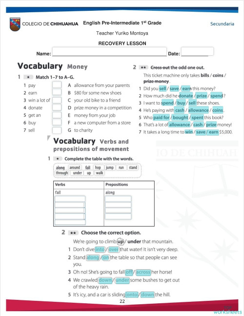 Recovery Lesson. Interactive worksheet | TopWorksheets