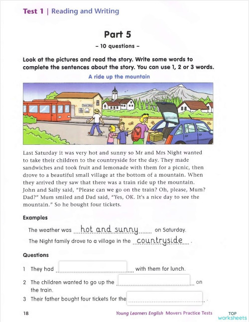 PRACTICE TEST - READING. Interactive worksheet | TopWorksheets
