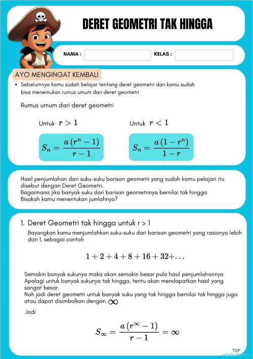 Barisan Geometri. Lembar kerja interaktif | TopWorksheets
