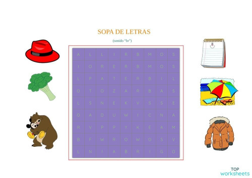 SOPA DE LETRAS(br). Ficha interactiva | TopWorksheets
