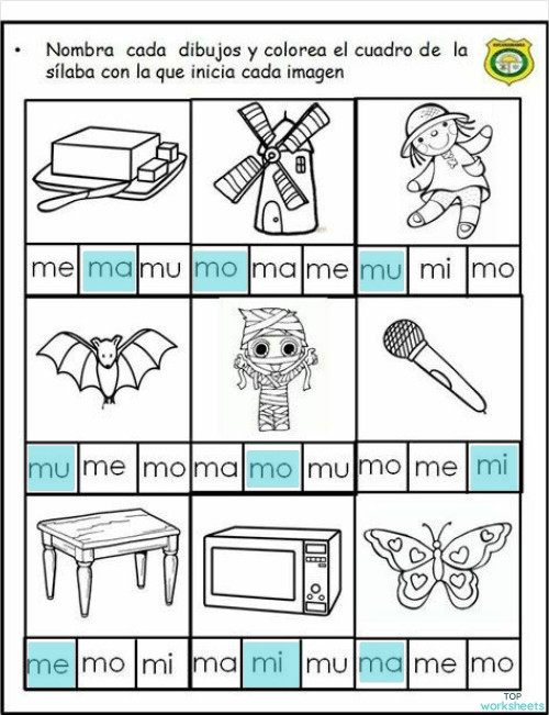 ma, me, mi, mo, mu. Ficha interactiva | TopWorksheets