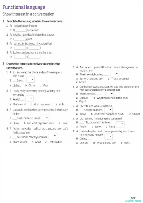 Functional language: interactive worksheets and online exercises ...
