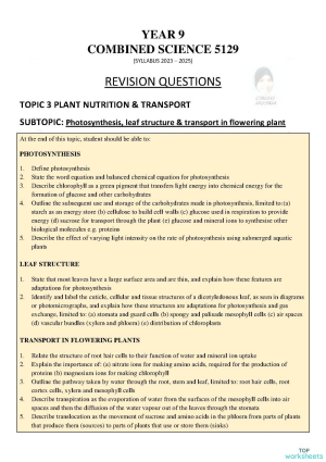 REVISION PLANT NUTRITION. Interactive worksheet | TopWorksheets