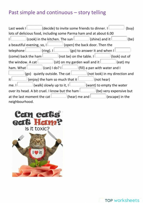 Past simple and past continuous - storytelling. Interactive worksheet ...