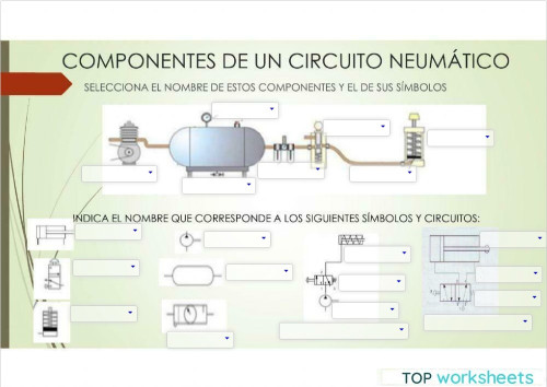 Componentes neumáticos. Ficha interactiva | TopWorksheets