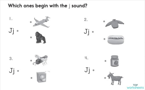 phonics letter J. Interactive worksheet | TopWorksheets