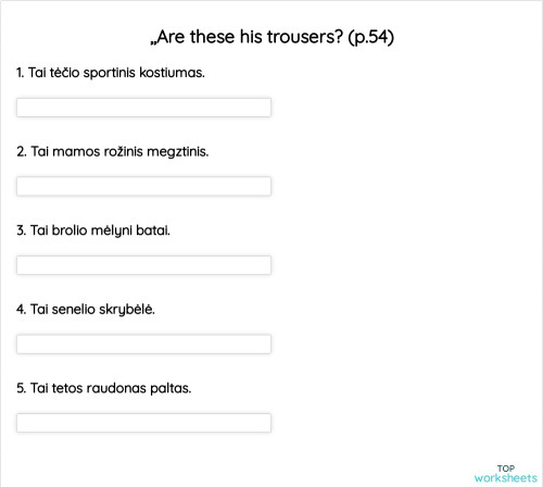 ,,Are these his trousers? (p.54). Interactive worksheet | TopWorksheets