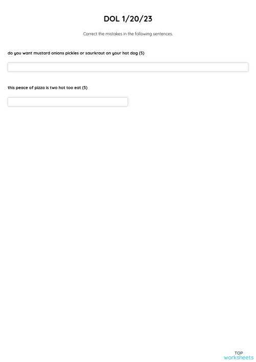 DOL 1/20/23. Interactive worksheet | TopWorksheets