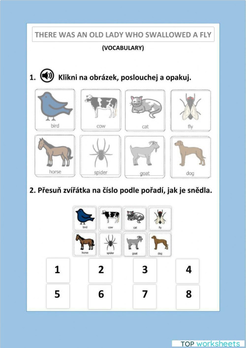 There was an old lady who swallowed a fly. Interactive worksheet ...