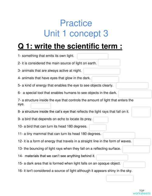 sci g4 t1 concept3 practice. Interactive worksheet | TopWorksheets