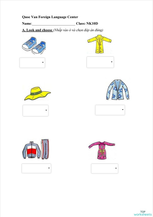 Interactive worksheets and online exercises in Vietnam | TopWorksheets