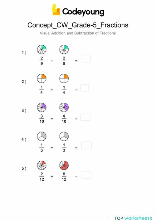Concept-CW-Visual Addition and Subtraction of Fractions. Interactive ...