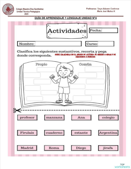 Sustantivos: fichas interactivas y ejercicios online | TopWorksheets