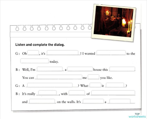 a haunted house dictation. Interactive worksheet | TopWorksheets