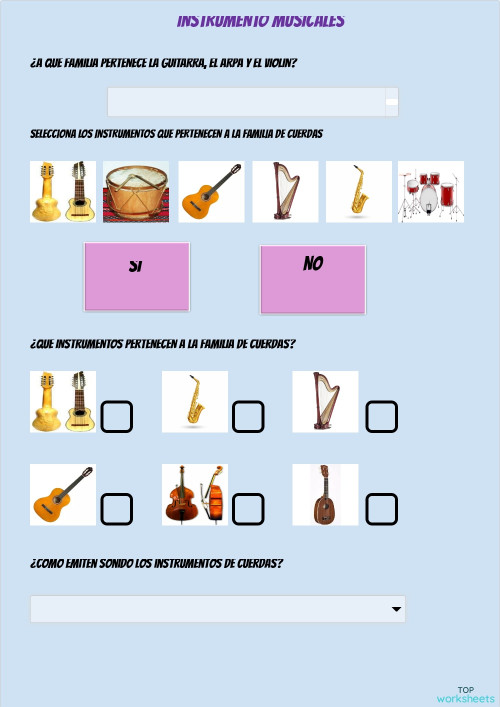 Familias De Instrumentos Ficha Para Imprimir Msica Primaria