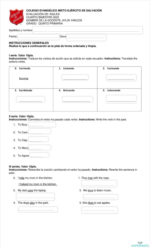 5th Grade Test. Ficha interactiva | TopWorksheets