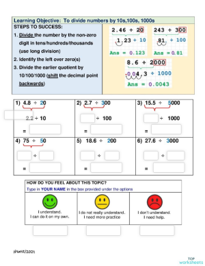 DIVIDE by 10s,100s,1000s (1). Interactive worksheet | TopWorksheets