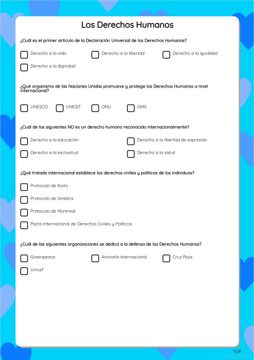 Los Derechos Humanos. Ficha interactiva | TopWorksheets