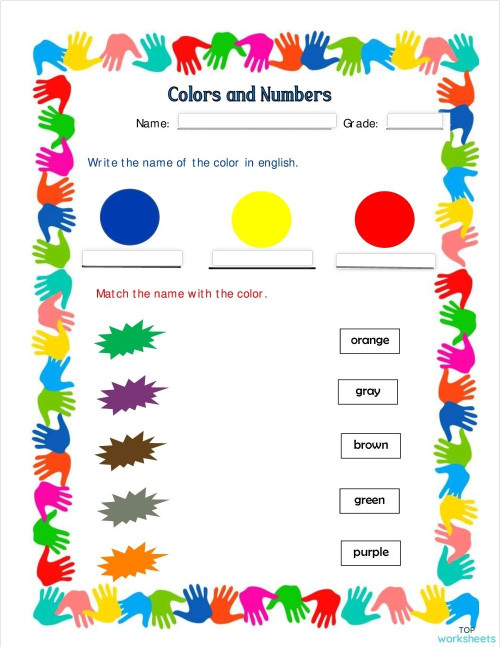 Colors and Numbers. Ficha interactiva | TopWorksheets
