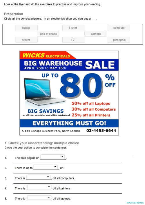 Gateway A1+ Unit 5 Extra Reading - Electronics. Interactive worksheet ...