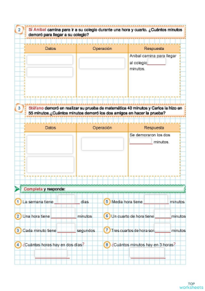 Ejercicios De Medida De Tiempo Ficha Interactiva Topworksheets